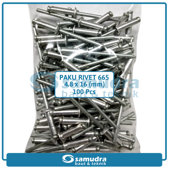 SMD Paku Rivet 665 100 pcs 4.8 x 16 mm Blind Rifet Tembak Aluminium ...