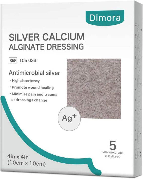 Dimora Ag Silver Calcium Alginate Wound Dressing Pads, 4'' x 4 ...