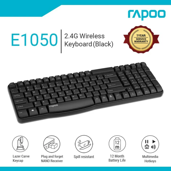 Rapoo E1050 2.4G Wireless Keyboard for laptop Keyboard Multi Mode Spill Resistant waterproof ...
