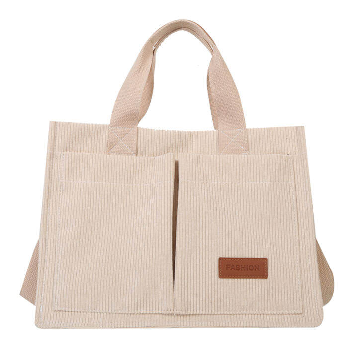 Corduroy Messenger Bag kapasiti besar Ladies Tote Bags fesyen mudah ...