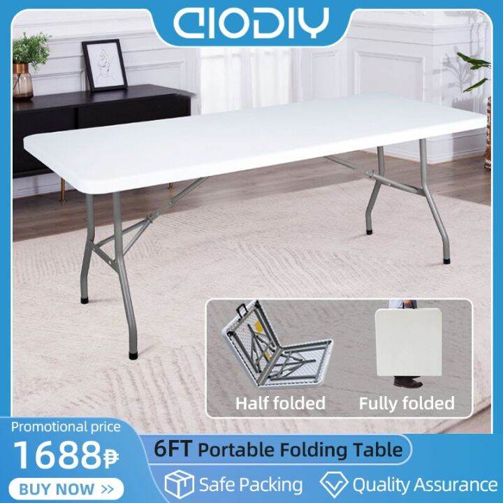 AIODIY Folding Table 6ft (180cm) Heavy Duty Foldable Tabl Folding Half ...
