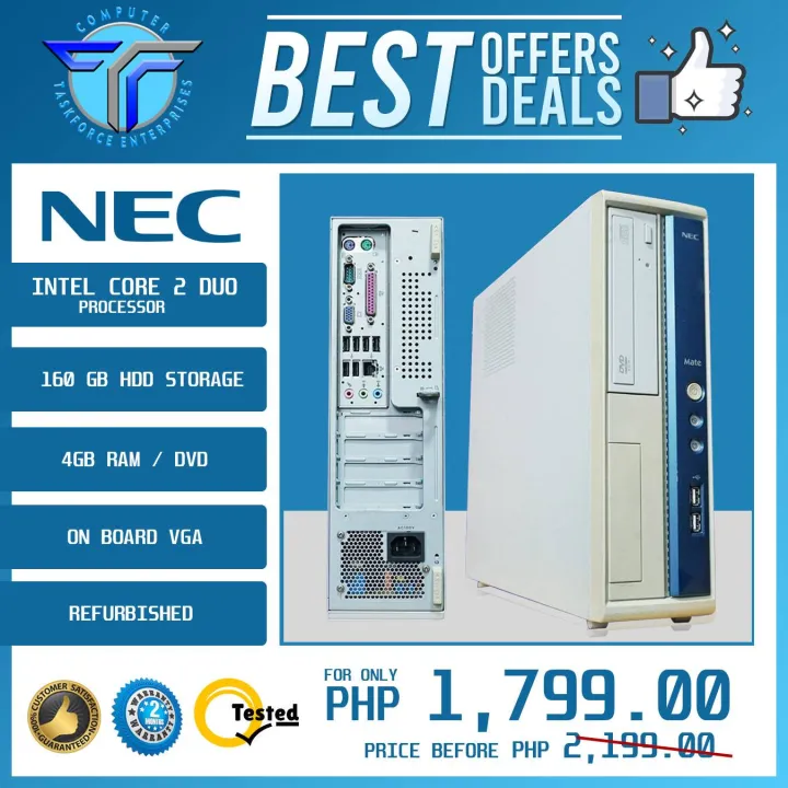 NEC Intel Core 2 Duo Desktop CPU 4GB RAM, 160GB HDD, Build In Video, DVD Rom Slim Type CPU ...