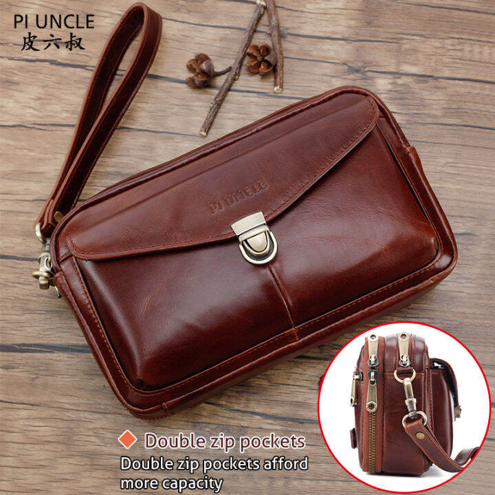 PI UNCLE Brand Genuine Leather Men's Hand Bag For Men Clutch Bags Men ...