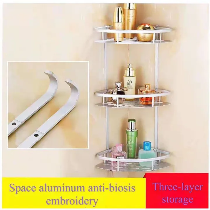 3 Layer Corner Bathroom Rack Triangular Bathroom Corner Organizer Rack ...