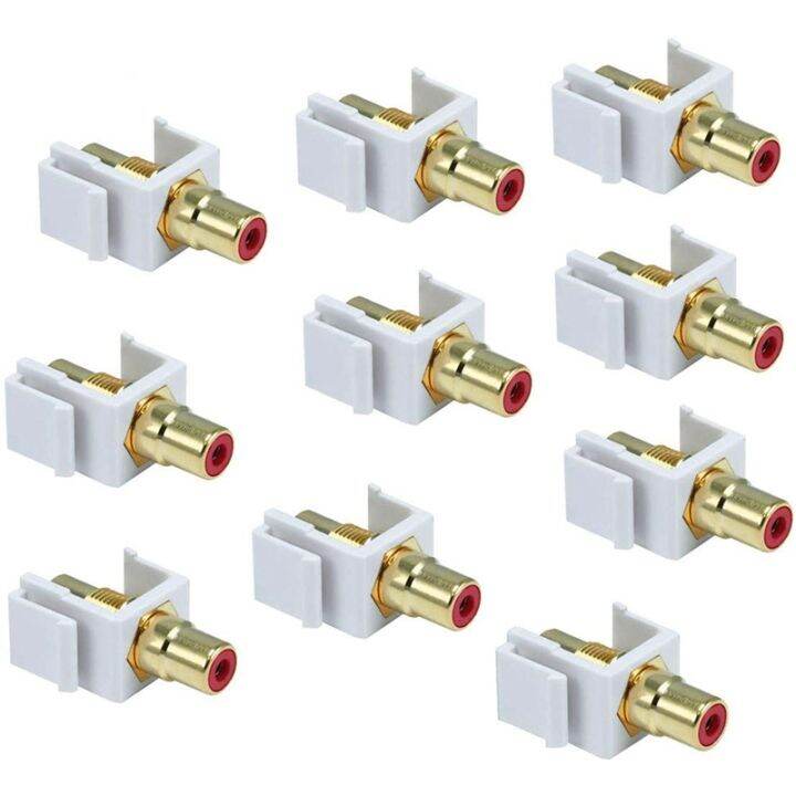 10Pack RCA Keystone Jack Insert Connector Female Snap in Adapter Port ...