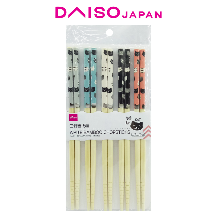 Daiso Cat Print Bamboo Chopsticks 5 Pairs | Lazada PH