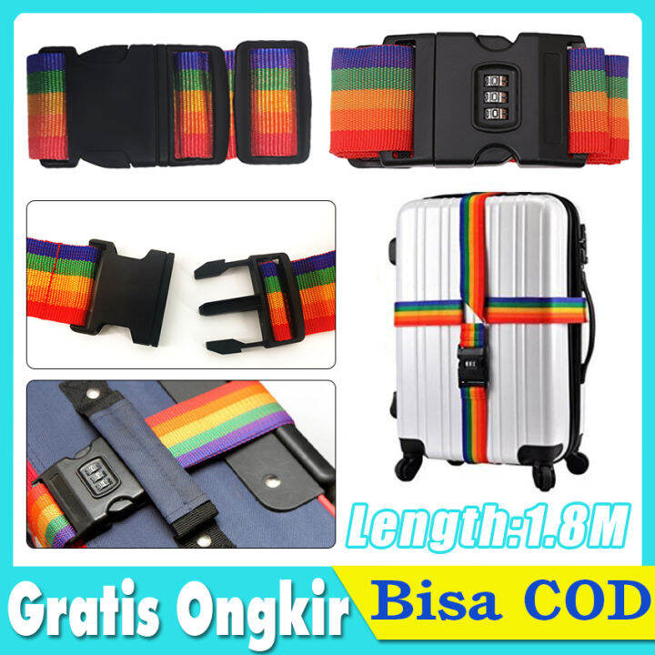 1.8M Tali Sabuk Koper Luggage Strap Belt Travel Rainbow Tali Koper ...