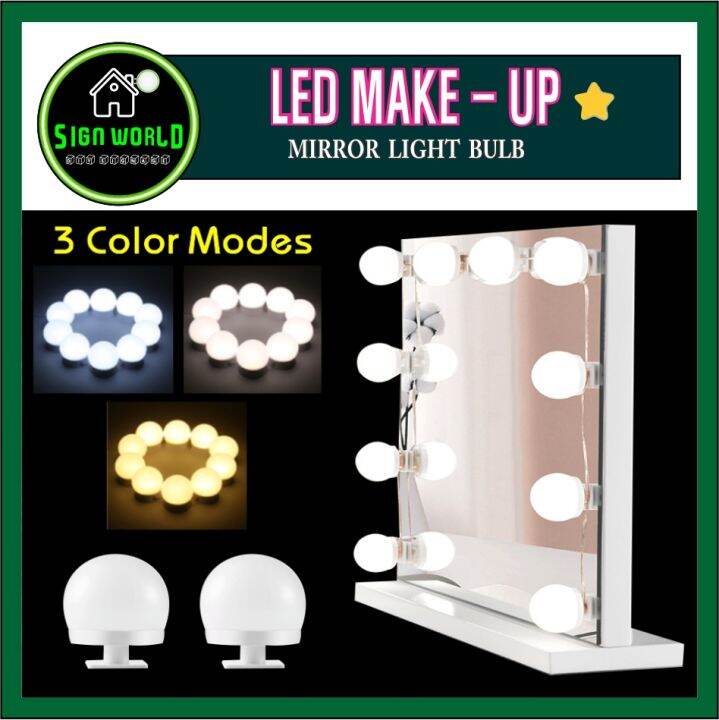 LED Makeup Mirror Light Bulb / Usb Dresser Bathroom Decoration Vanity ...