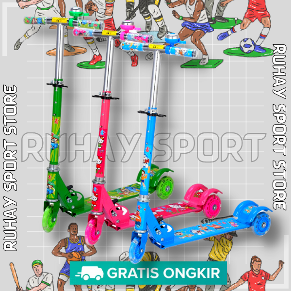 Skuter otoped Anak / Scooter anak karakter Bonus BELL / Skuter Rem ...