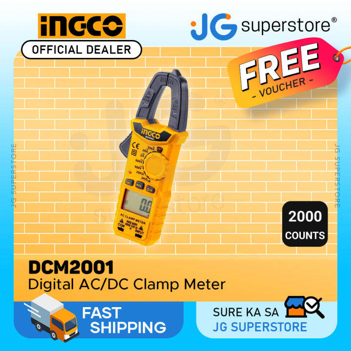 INGCO DCM2001 Digital AC/DC Clamp Meter Electrical Tester Tool 200A ...