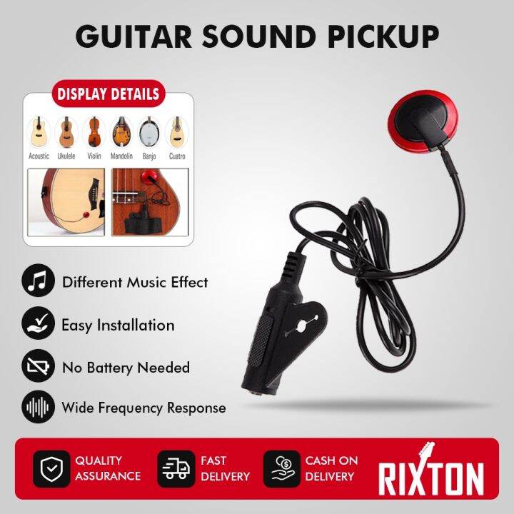 Rixton Acoustic Guitar Pickup Professional Piezo Contact Microphone ...