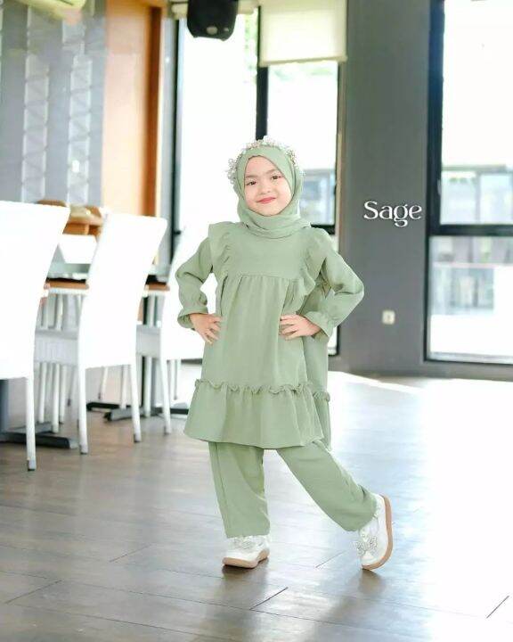 Setelaan Anak Perempuan Umur 4-6 Tahun Natasya Set Kids Matt Crinkle ...