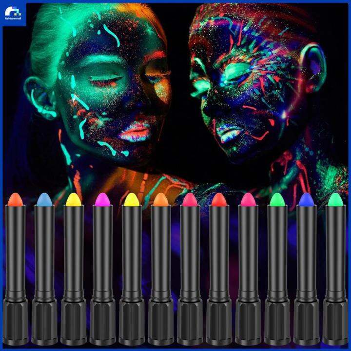 Luminous Body Paint 12Pcs Face Paint Crayons Set Safe Non-Toxic Glow In ...