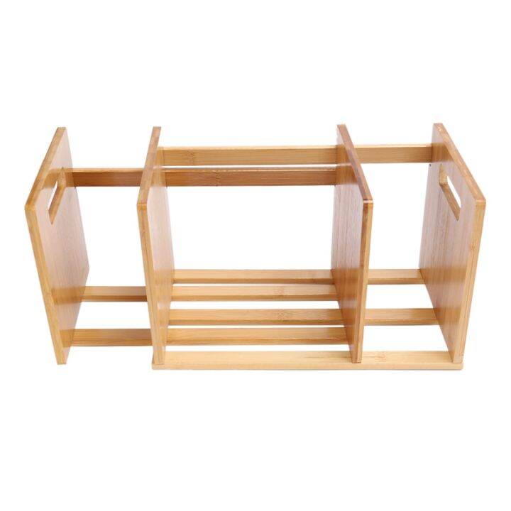 Bamboo Desktop Bookshelf Small Book Rack Adjustable Desk Storage ...