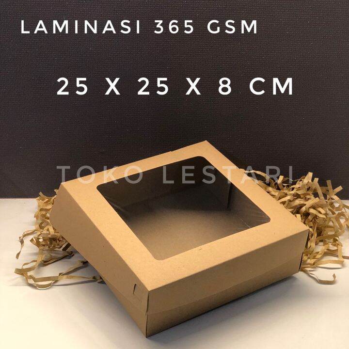 (5 Pcs) Box Kraft LAMINASI JENDELA 25x25x8 Cm Untuk Kotak Packing Kue ...