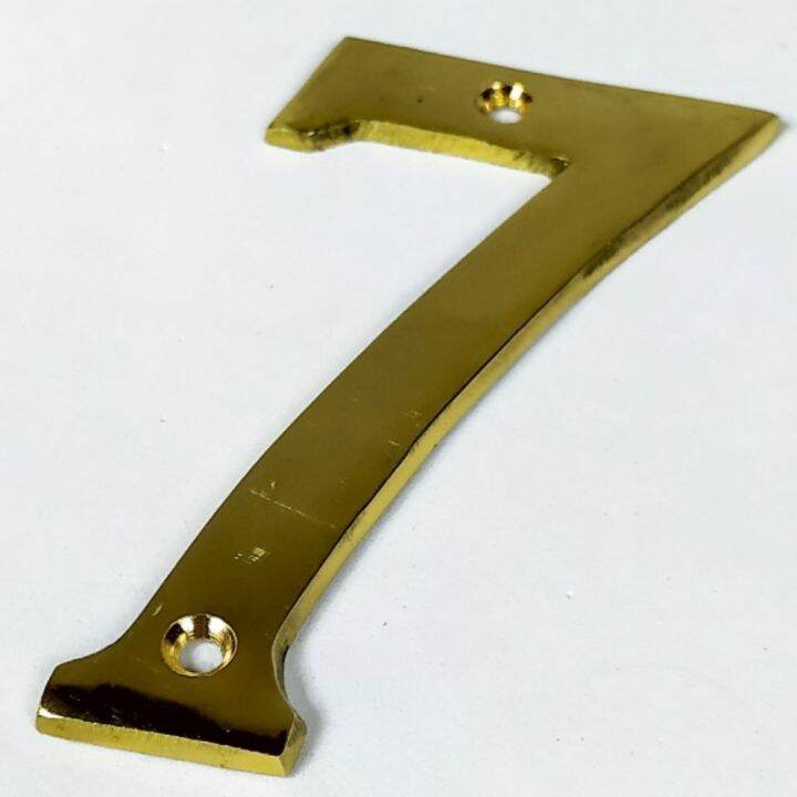Nomor Rumah 7 kuningan gold emas tinggi 10cm3mm huruf nomor kantor ...