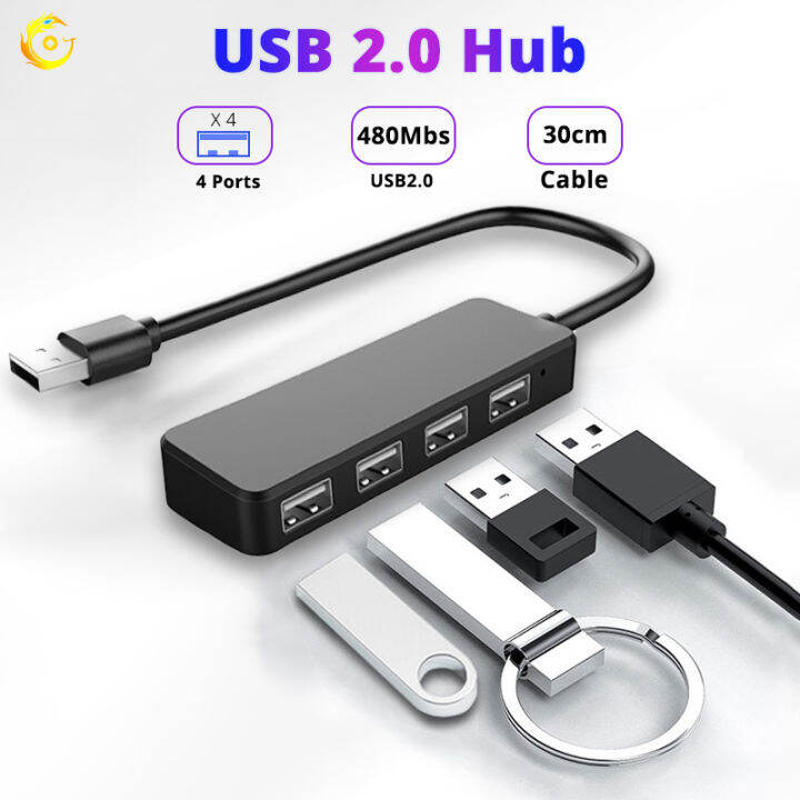 USB 2.0 Hub Multi USB Splitter Adapter 4 Ports High Speed Transmission ...