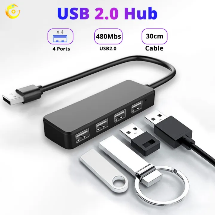 USB 2.0 Hub Multi USB Splitter Adapter 4 Ports High Speed Transmission ...