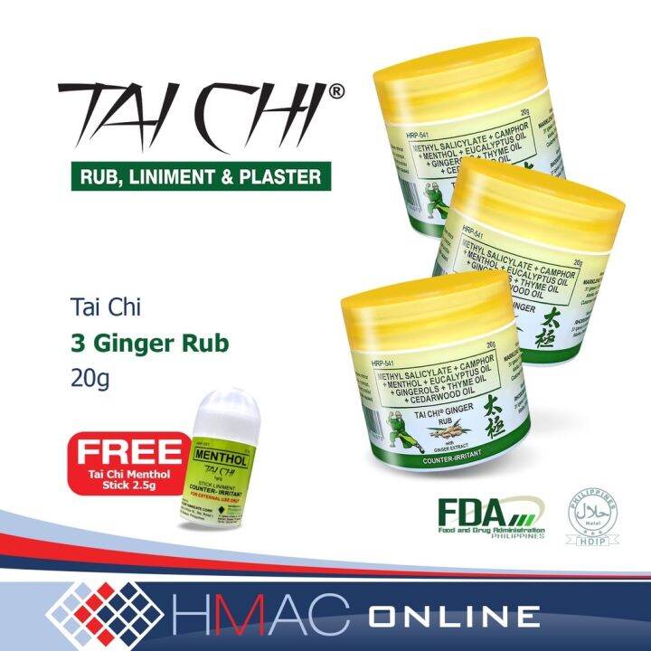 Tai Chi 3pcs Ginger Rub (w/ FREE Menthol Stick) | Lazada PH