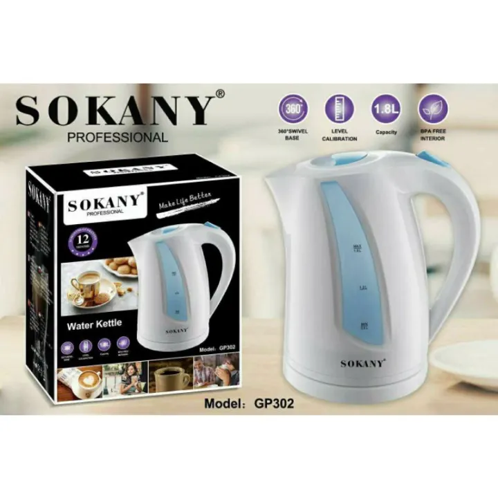 Sokany Water Kettle GP-302 (1.8Li) Max-2200W | Lazada