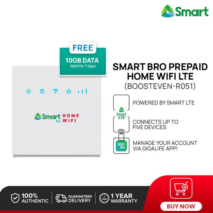 SMART Bro Prepaid Home Wifi LTE (Boosteven-R051) with FREE 10GB Data valid for 7 days | Lazada PH