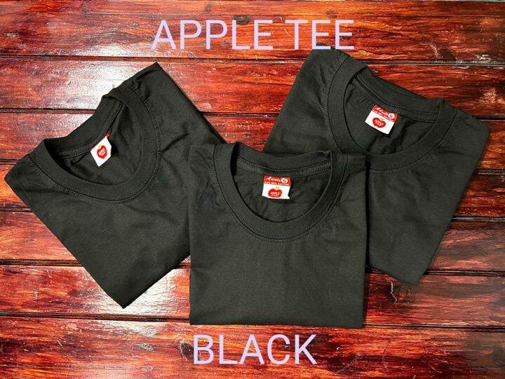 APPLE TEE Plain Round Neck Shirt (Unisex) BLACK | Lazada PH