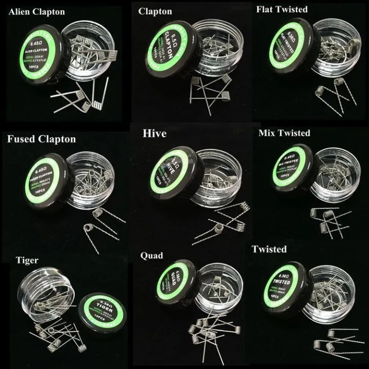 vapeFizz store 10Pcs/Box Prebuild Coil Wire for RDA RTA RBA Alien ...