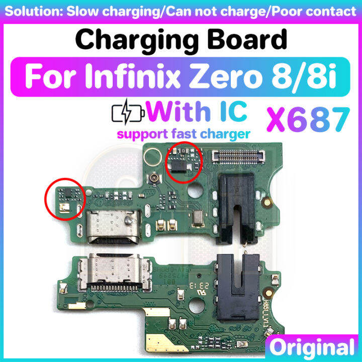 USB Charging charger port board for Infinix zero 8 8i 8 i X687 with IC USB Port ribbon flex ...