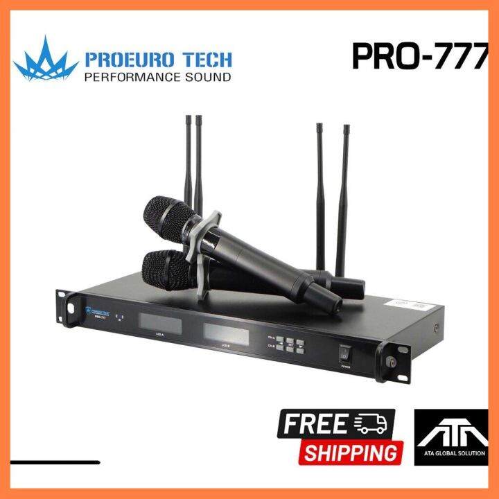 ใครยังไม่ลอง ถือว่าพลาดมาก !! PROEUROTECH PRO-777 ไมค์ลอยมือถือคู่UHF ไมค์ลอยปรับความถี่ มี2ช่วง ...