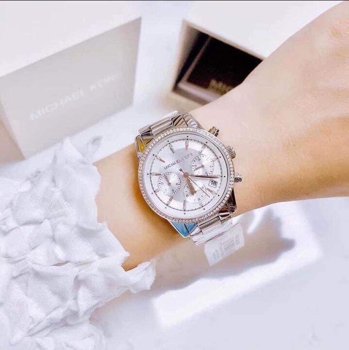 Original Michael Kors Ritz Chronograph White Dial Ladies Watch MK6428 ...