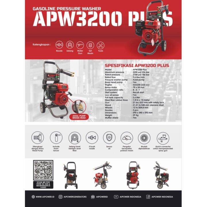Jet Cleaner IPOWER APW3200 Plus / Gasoline High Pressure Washer APW ...