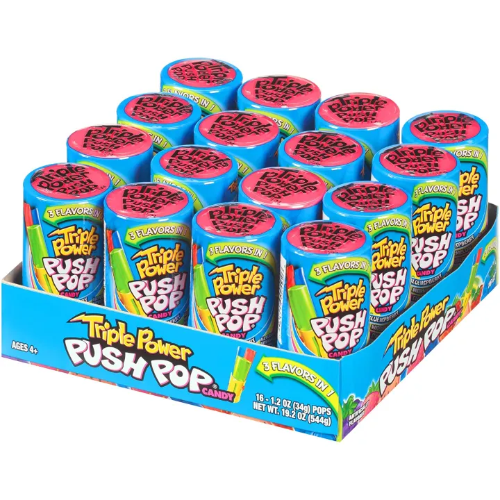 Push Pop Triple Power Three-in-One Individually Wrapped Bulk Lollipop ...