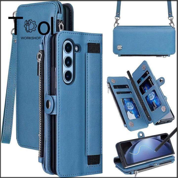 TOOL WORKSHOP Leather Wallet Case ic Flip Shockproof Z Fold 5 Case with ...