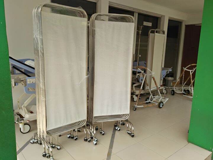 bed screen 3 bidang / pembatas ruangan pasien 3 bidang stainless steel ...
