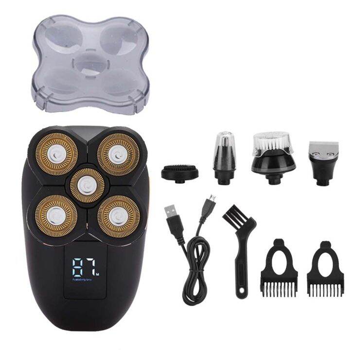 5 IN 1 4D Rotary Electric Men Shaver Rechargeable Bald Head Beard ...