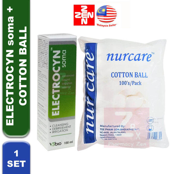 Electrocyn Soma Wound Management Solution 100ml + Cotton Ball 100's ...