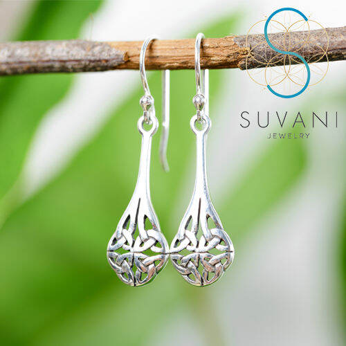Suvani Jewelry - เงินแท้ 92.5% ต่างหูฉลุ ลายเซลติก สไตล์บาหลี ต่างหู ...