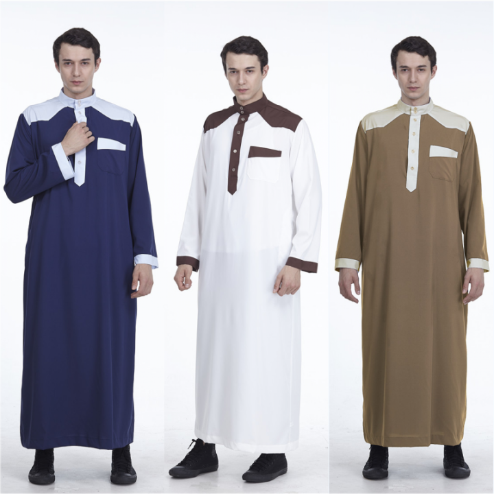 Ramadan Middle East Mens Patchwork Button Traditional Prayer Clothes ...