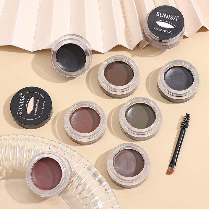 SUNISA 8 Colors Eyebrow Cream Gel Makeup With Brush Eyebrow Powder Deep ...