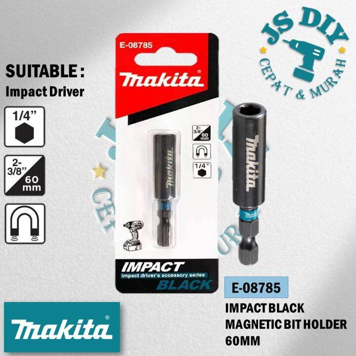 MAKITA E-08785 E-FORM IMPACT BLACK MAGNETIC BIT HOLDER 60MM | 1/4 ...