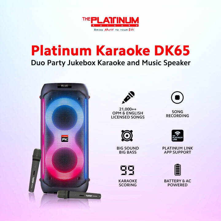 Platinum Karaoke DK65 Duo Party Jukebox Karaoke and Music Speaker | Lazada PH