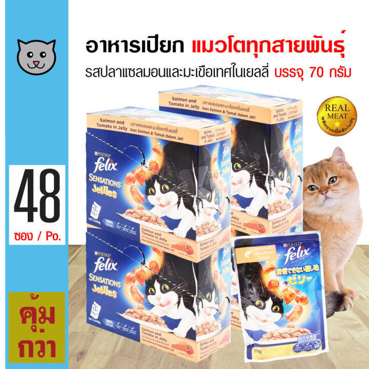 Purina Felix Pouch อาหารเปียก อาหารแมว รสปลาแซลมอนและมะเขือเทศในเยลลี่ ...