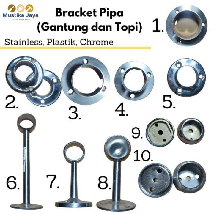 Bracket Pipa Tiang Topi Gantung Stainless 1 Inch Samping Tengah ...