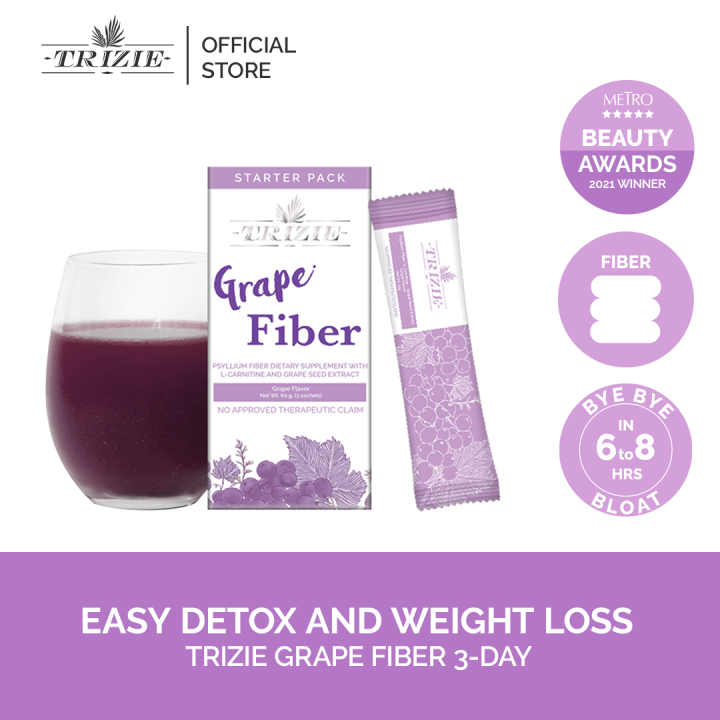 TRIZIE Grape Fiber STARTER PACK (3 sachets) - [Detox Fiber Drink for Weight Loss with Oil Palm ...