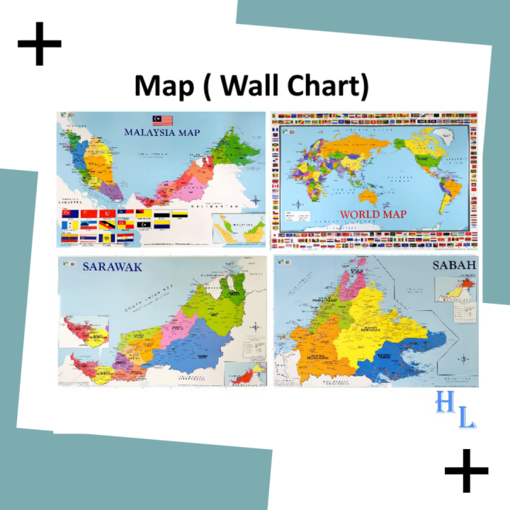 World Map / Malaysia Map / Sabah / Sarawak Poster 25pcs | Lazada