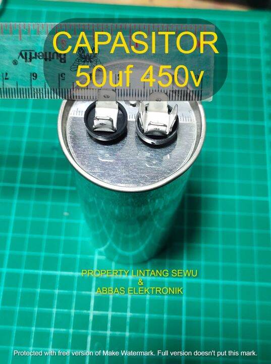 CAP BULAT ALMUNIUM METAL 50UF 450V CAPSITOR MOTOR DINAMO COMPRESOR ...