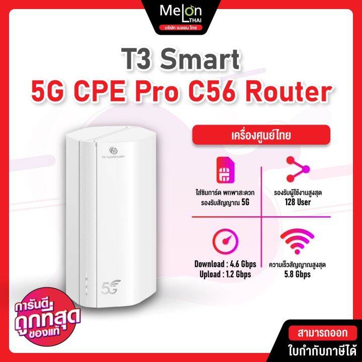 T3 5G CPE Pro C56 Router เราเตอร์ใส่ซิม 5G, 4G รองรับการใช้งานทั้ง 5G NR Bands และ 4G FDD, TDD ...