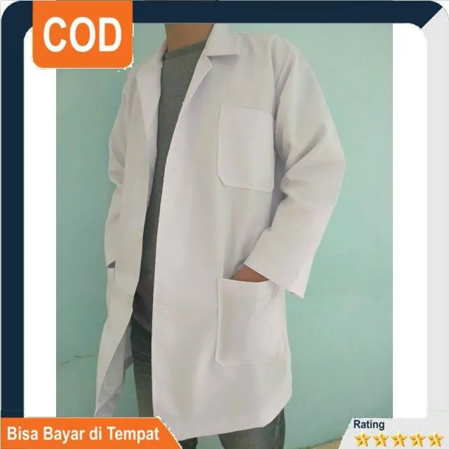 Original Jas laboratorium Baju Lab lengan panjang warna putih tebal ...