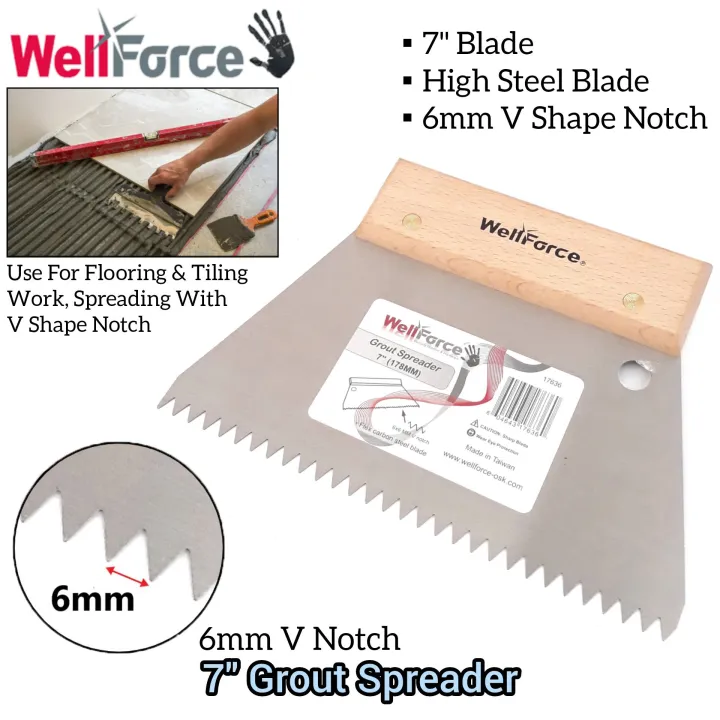 Welforce 7" Grout Spreader 6mm V Notch For Tiling Floor Tile ...