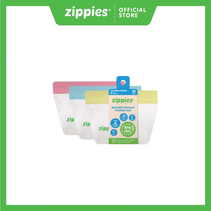 Zippies Color Pastel Series Reusable Standup Bags SMALL (Set of 3 ...